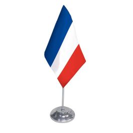 Drapeau de table des pays en tissu satin et hampe - DOUBLET